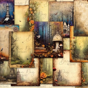30 Forest Theme Vintage Paper Bundle, Digital Scrapbooking, Digital ...