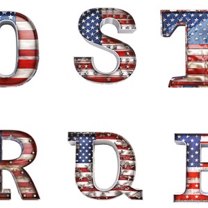 26 Patriotic Alphabet Clipart Bundle Sublimation Designs Digital ...