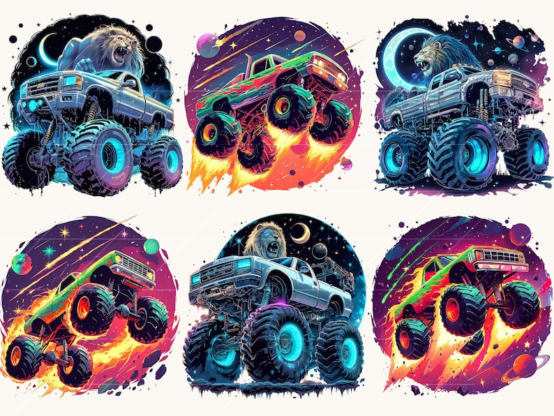 Watercolor Monster Truck Clipart Bundle: 25 Sublimation Designs ...
