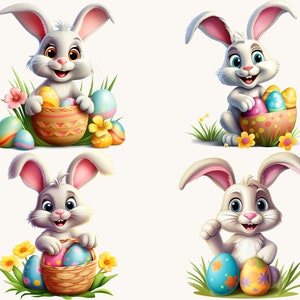 20 Watercolor Easter Bunny Clipart Bundle Sublimation Designs Digital ...
