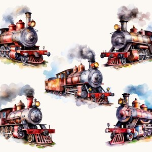17 Watercolor Steam Train Clipart Bundle Digital Download, Sublimation ...