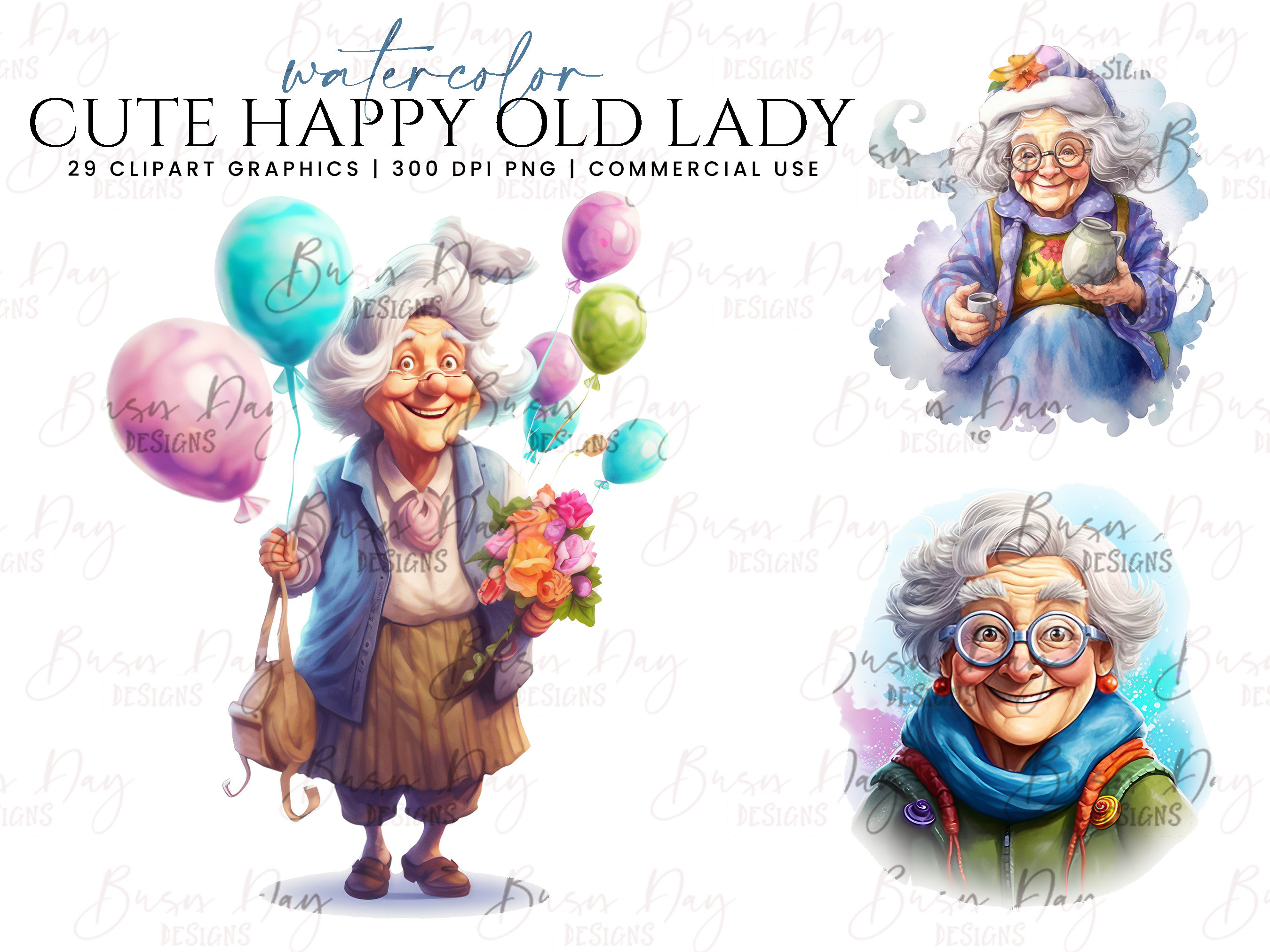 Happy Old Lady Clip Art