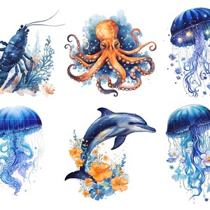 Watercolor Underwater Clipart Bundle: Dreamy Sea Life Designs (digital ...
