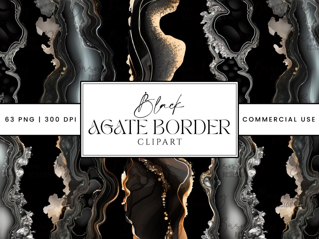 63 Black Agate Border Clipart Bundle Sublimation Designs, Digital ...