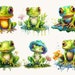 30 Watercolor Cute Baby Frog Clipart, Clipart Bundle, Commercial Use ...