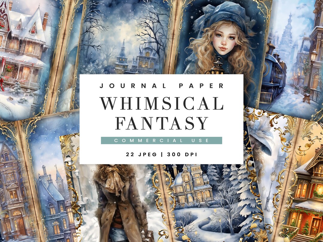 22 Whimsical Fantasy Junk Journal Paper Pages: Sublimation Designs ...