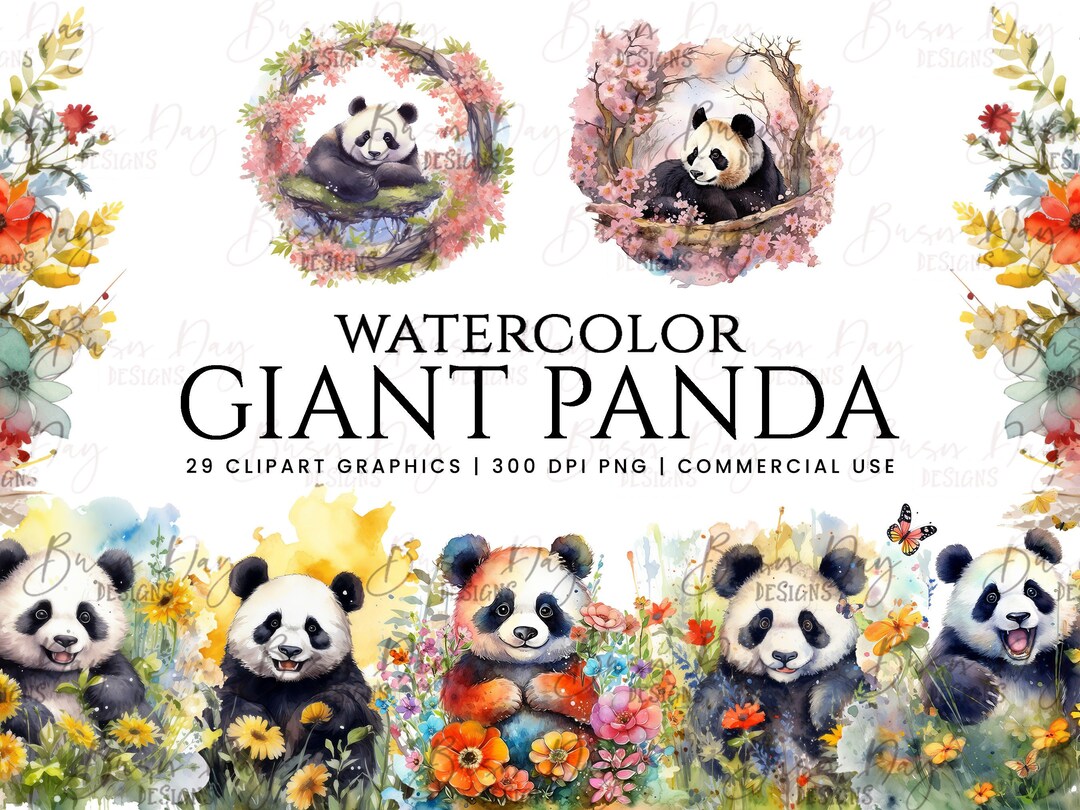Watercolor Giant Panda Clipart , Digital Download, Instant Download ...