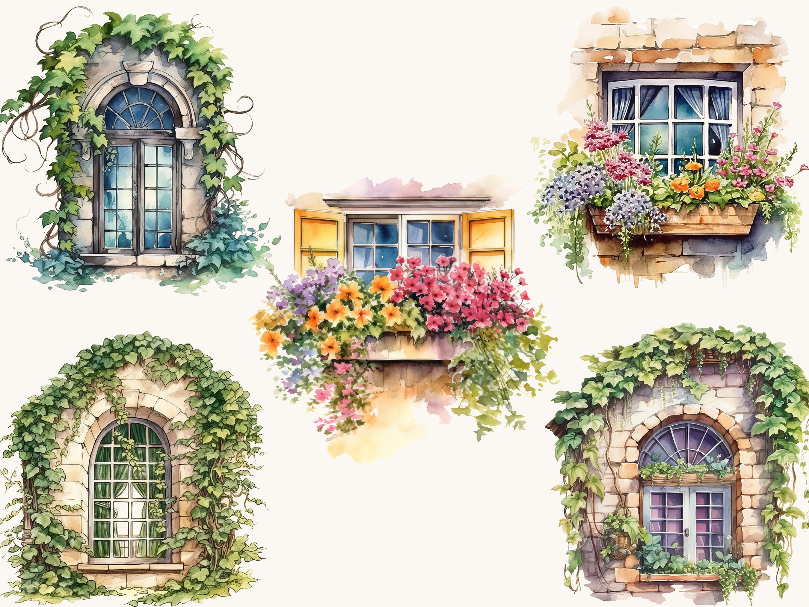 Watercolor Cottagecore Window Clipart Bundle (digital Download) - Etsy