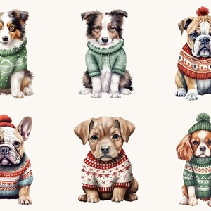 18 Watercolor Christmas Dogs Clipart Bundle Sublimation Designs ...
