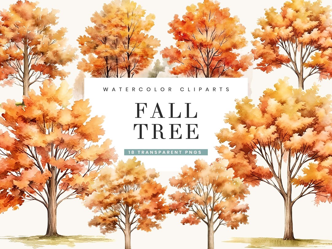 18 Watercolor Fall Tree Clipart Bundle Digital Print Wall Art Instant ...