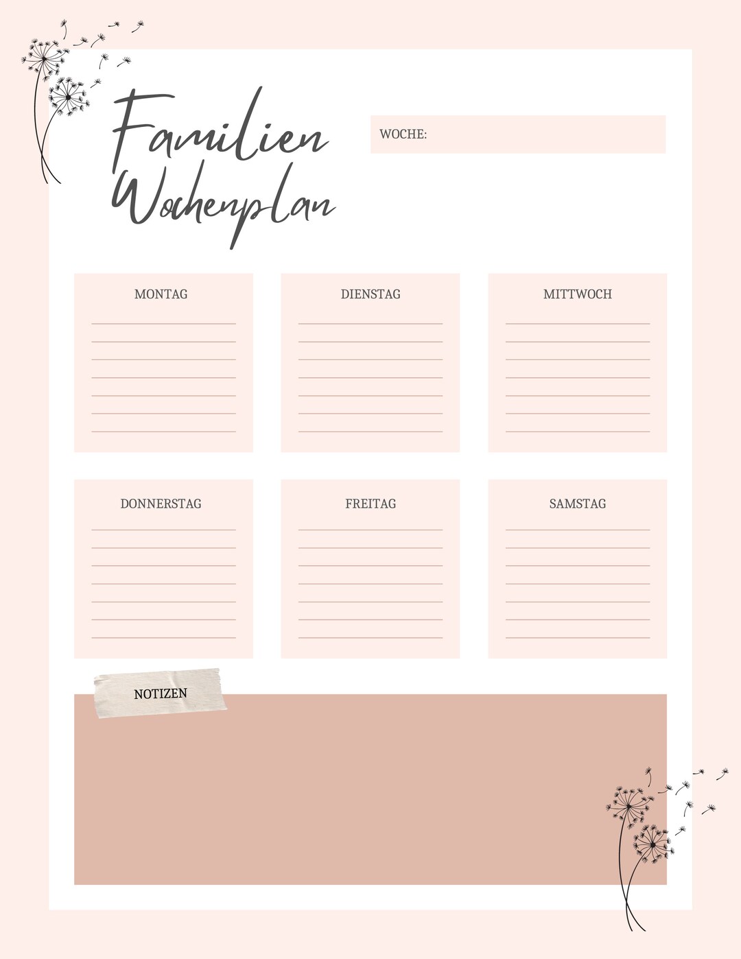 Weekly Plan Family Weekly Plan - Etsy