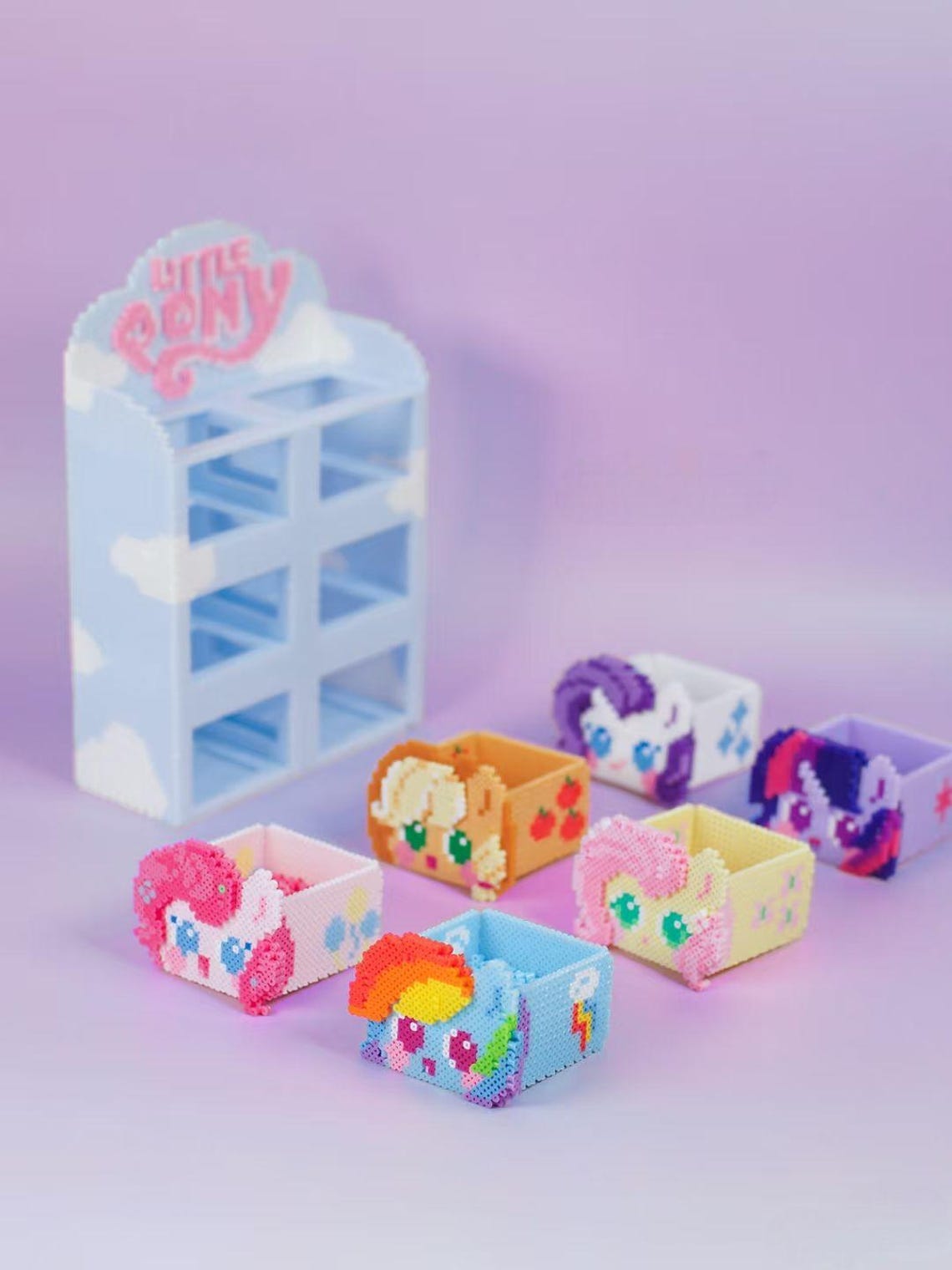 My Little Pony Themed Mini Desktop Organizer Drawer 3D Perler Bead ...