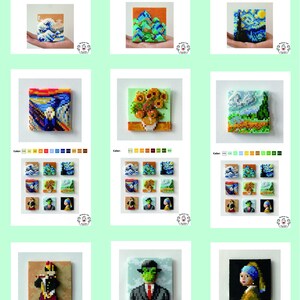 3D Perler Bead Pattern Famous Paintings Series Total 9 Patterns Digital ...