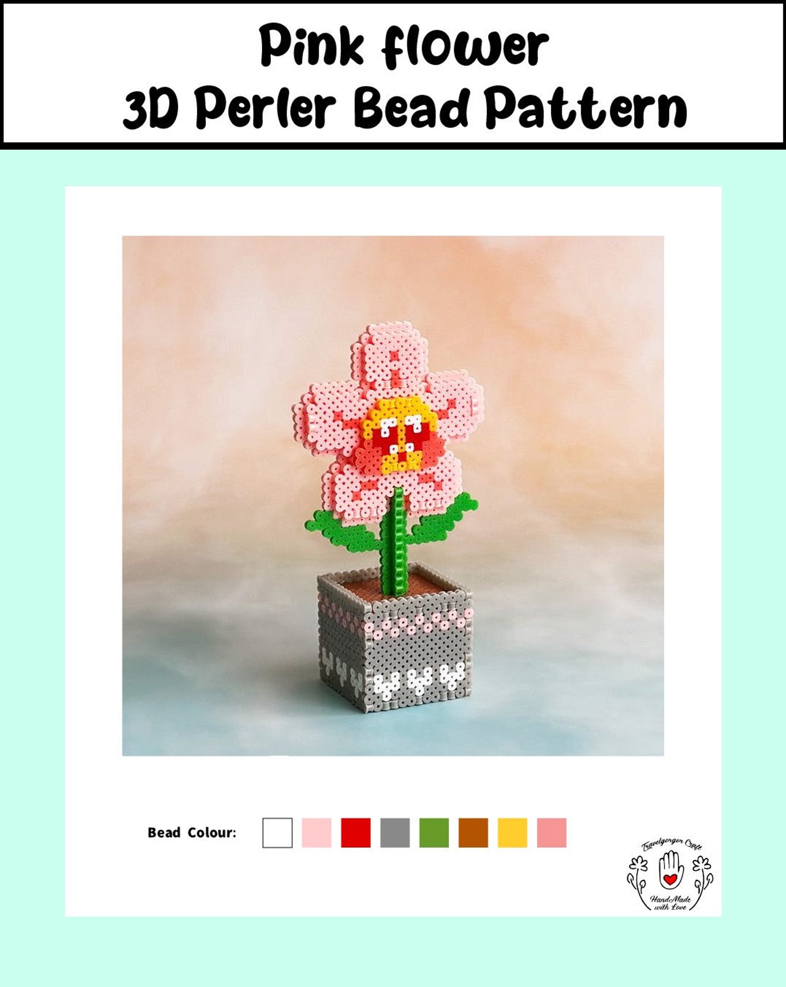 Three Flower Plants 3D Perler Bead Patternsdigital Instant Download ...