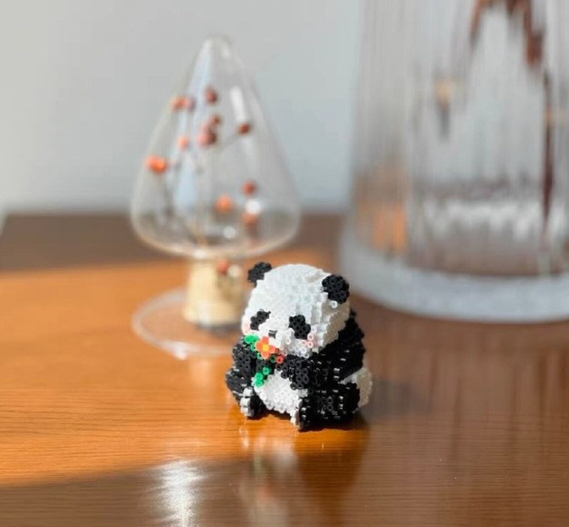 Set of 3 Panda 3D Perler Bead Pattern Digital Instant Download English ...