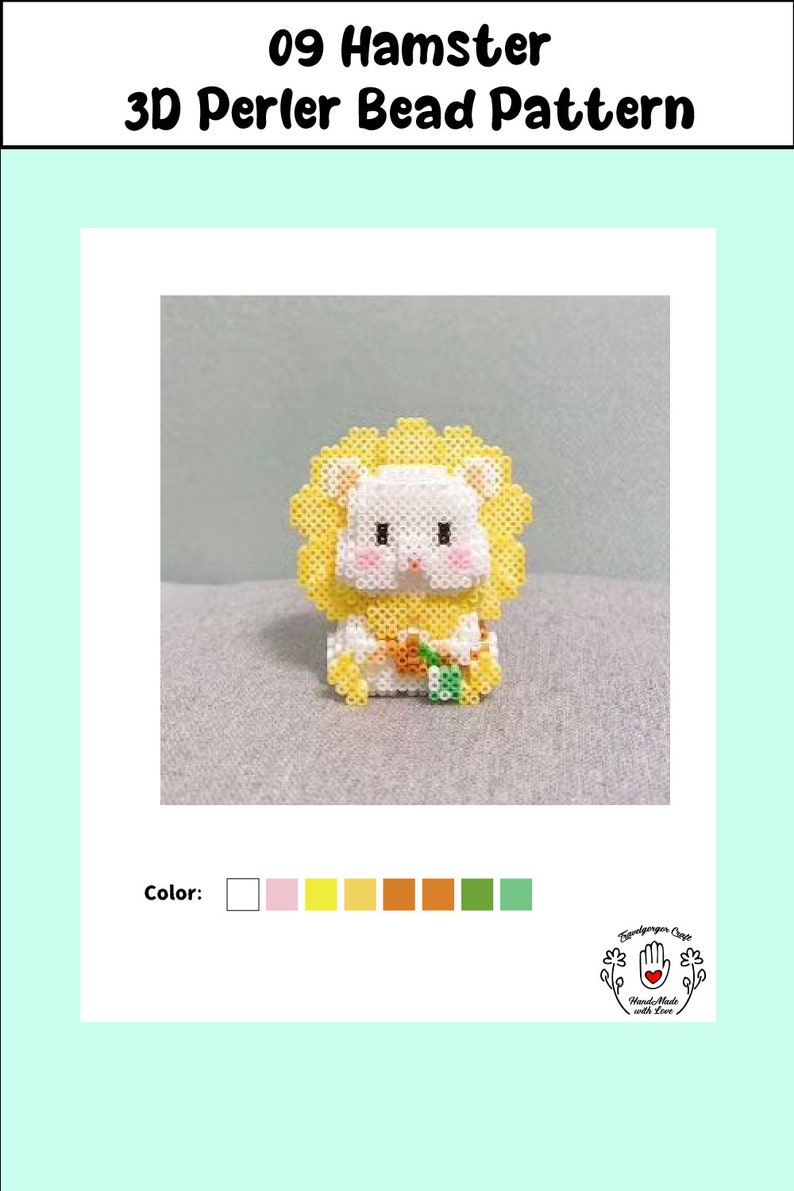 9 Cute Hamsters Little Mouse 3D Perler Bead Digital Pattern With ...