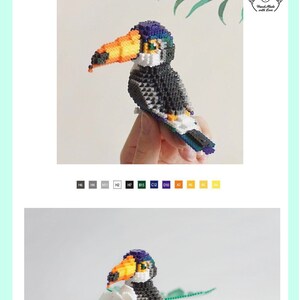 Birds Toucan 3D Perler Bead Pattern English Guidances Tutorials Digital ...