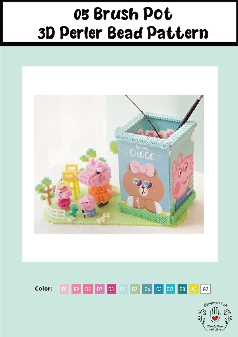 Peppa Pig & George Pig 3D Perler Bead Pattern Set (digital Download) - Etsy