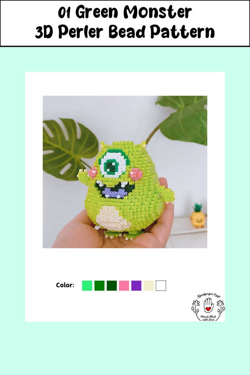 Cute Monster 3D Perler Bead Pattern English Guidances Tutorial - Etsy