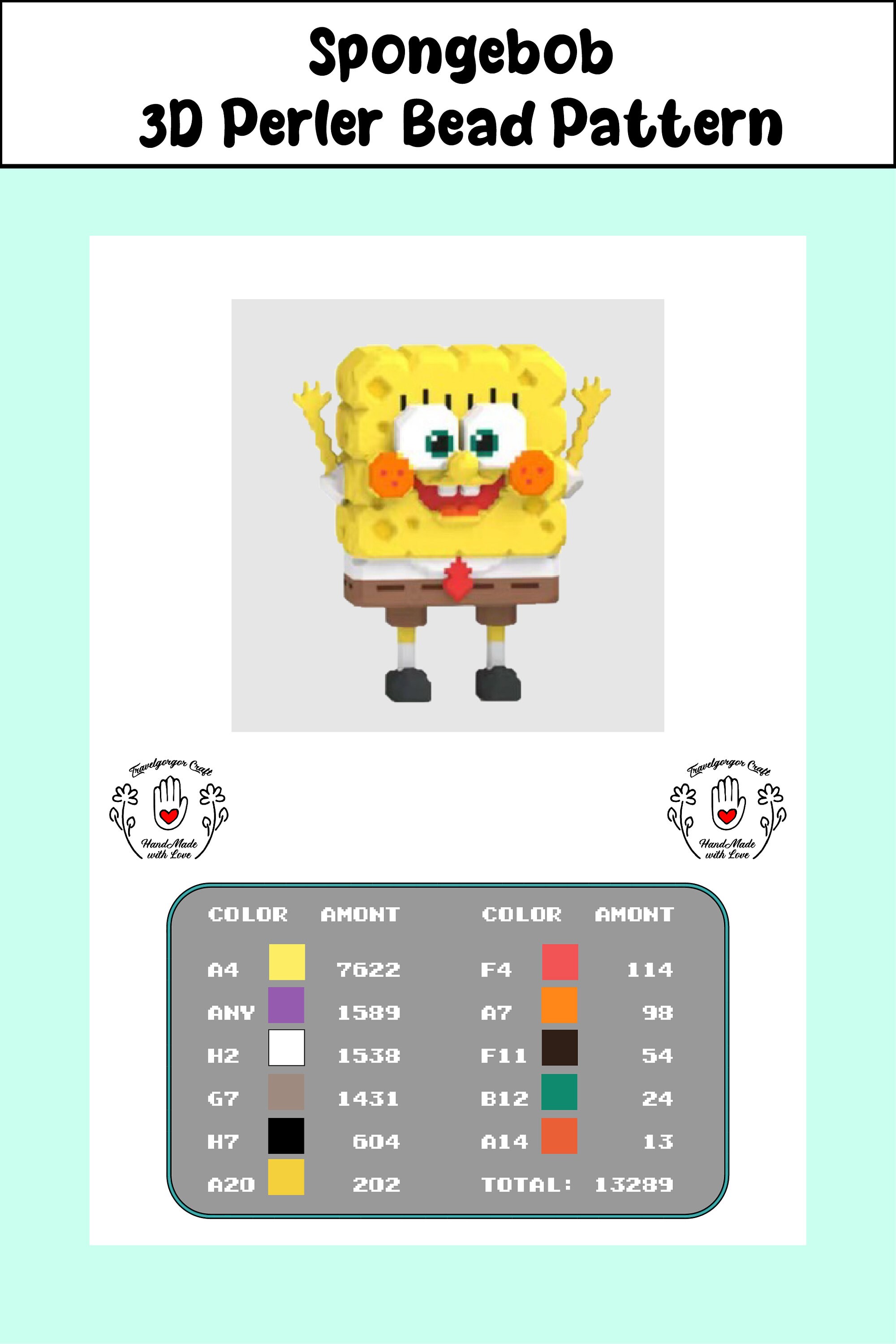 Giant Spongebob 3D Perler Bead Digital Pattern Instant - Etsy Canada