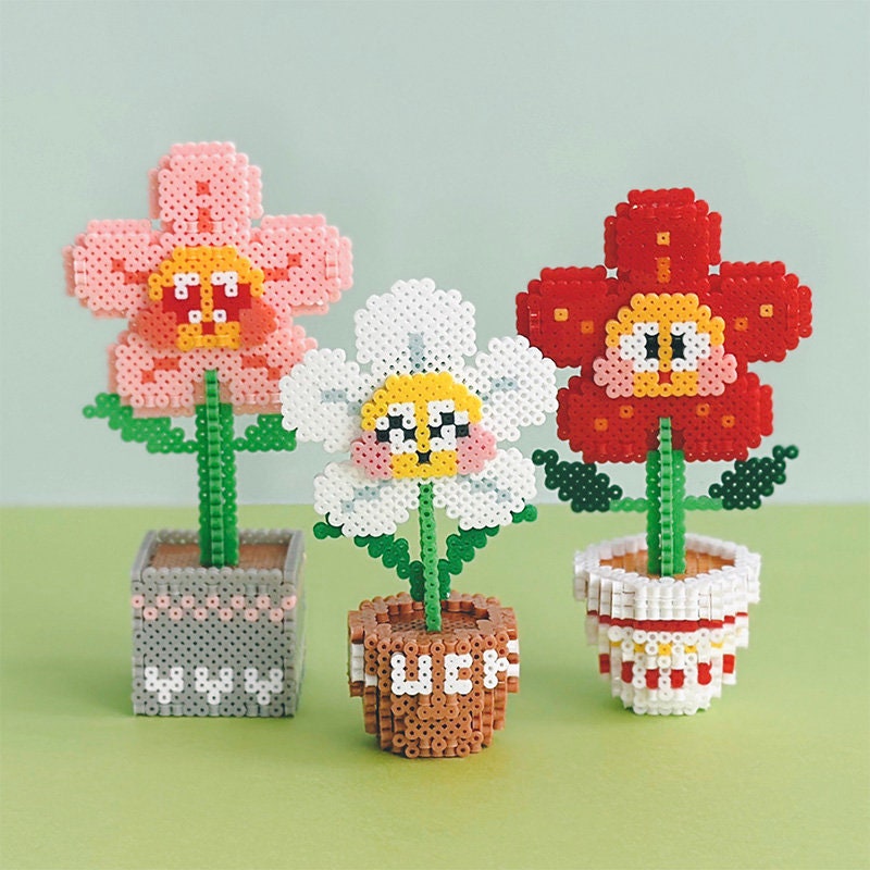 Three Flower Plants 3D Perler Bead Patternsdigital Instant Download ...