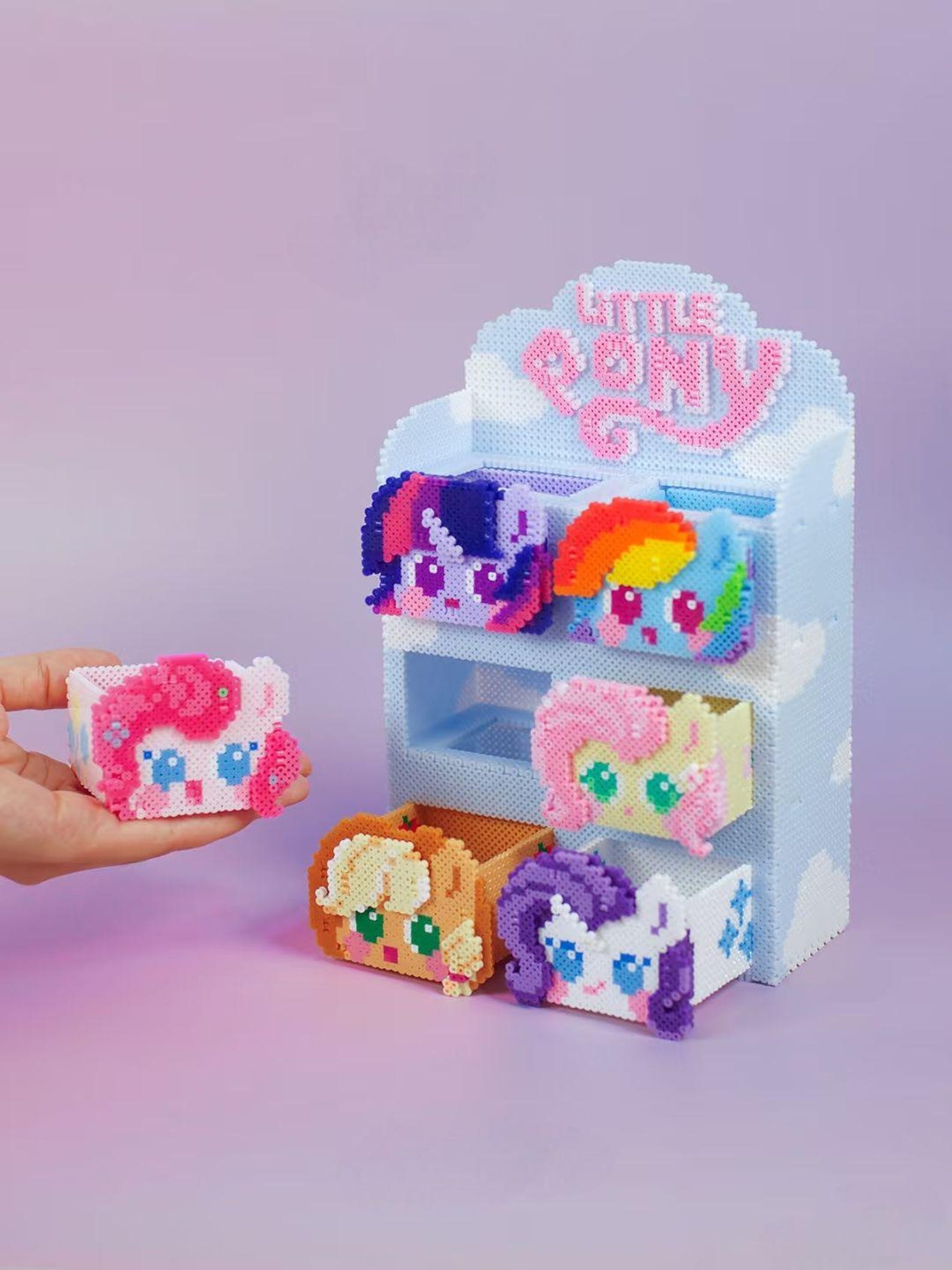 My Little Pony Themed Mini Desktop Organizer Drawer 3D Perler Bead ...
