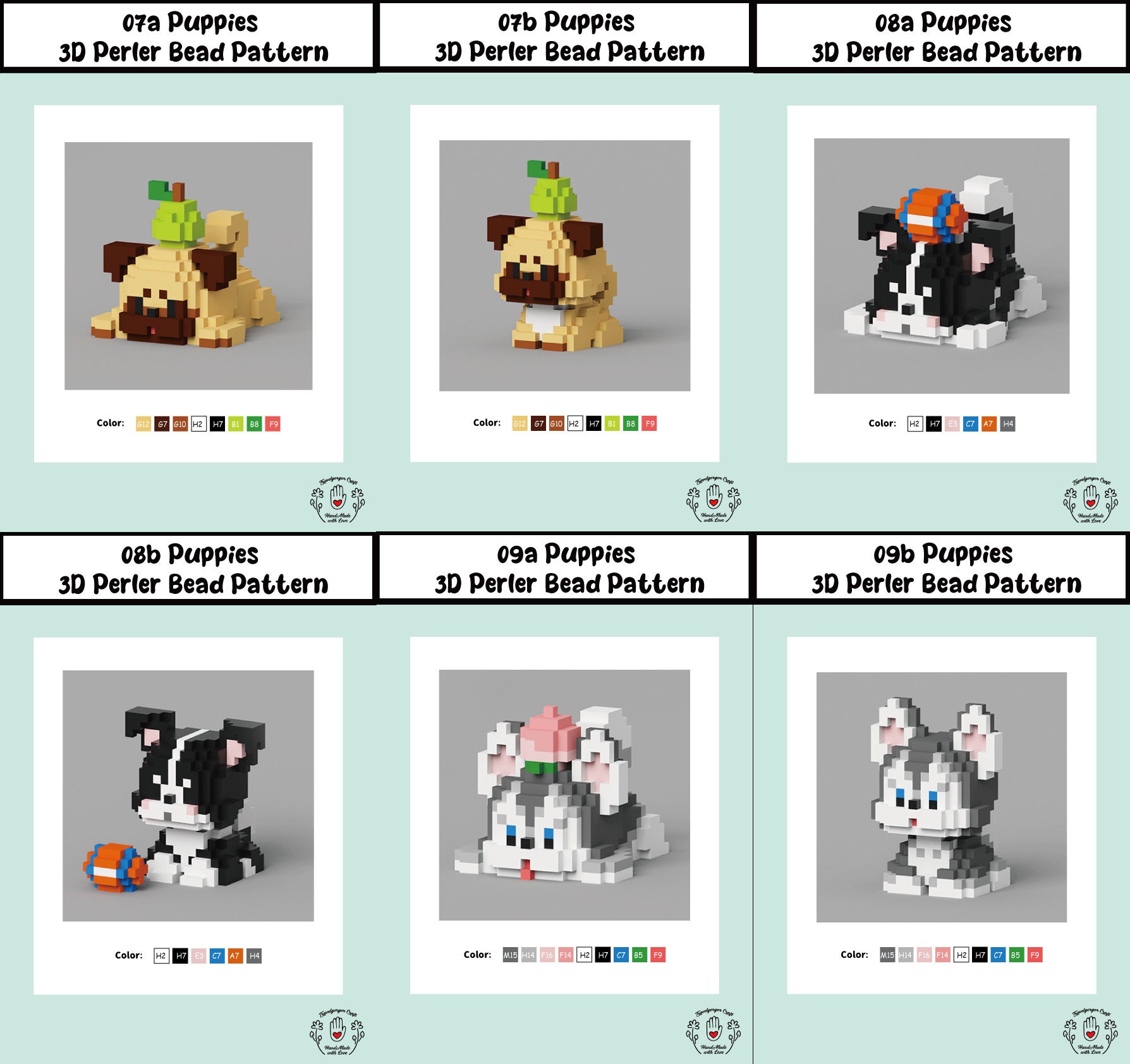 The Puppies Perler Bead Digital Patterns PDF English Guidances - Etsy
