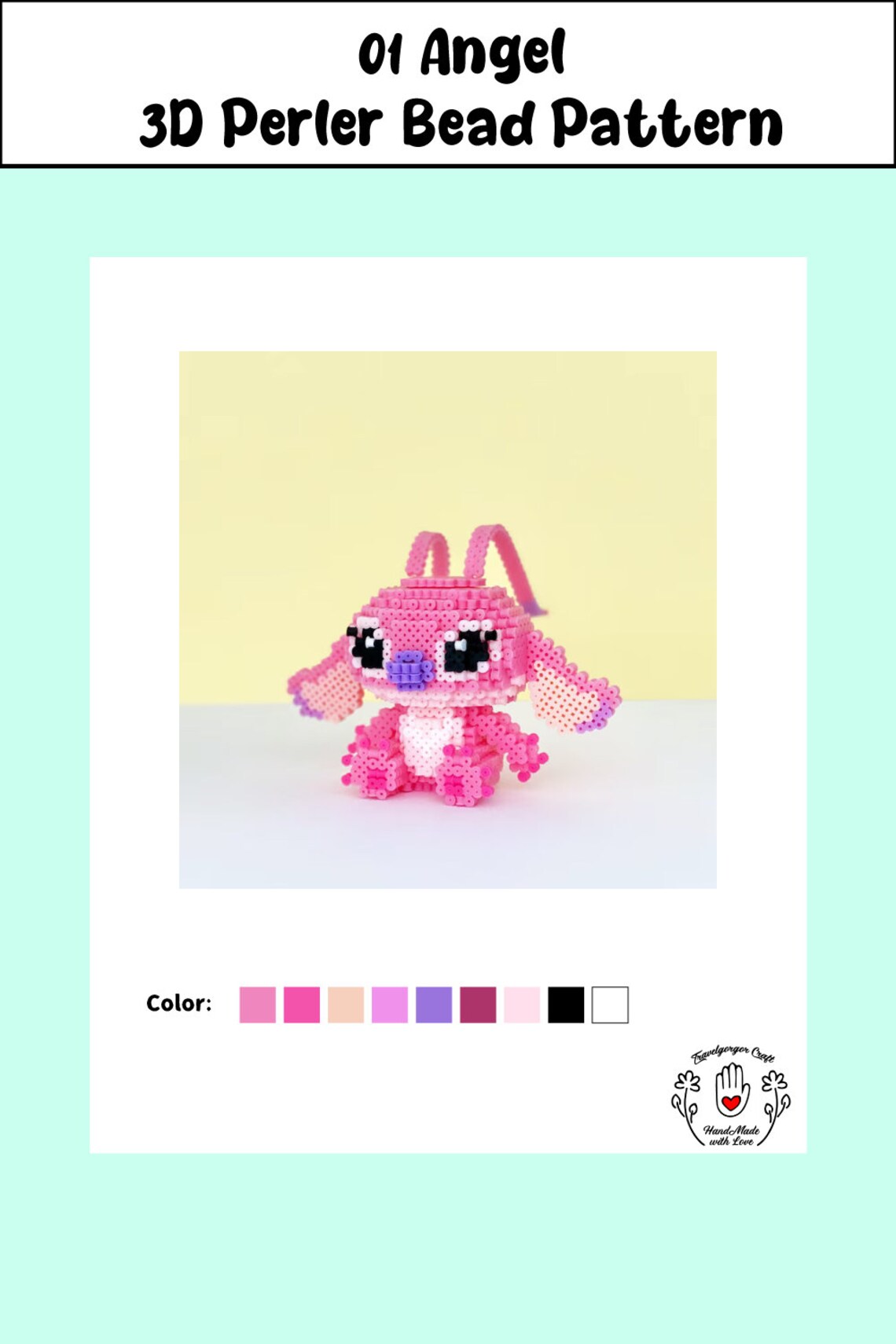 Set of 2 Stitch and Angel 3D Perler Bead Pattern Digital Instant ...