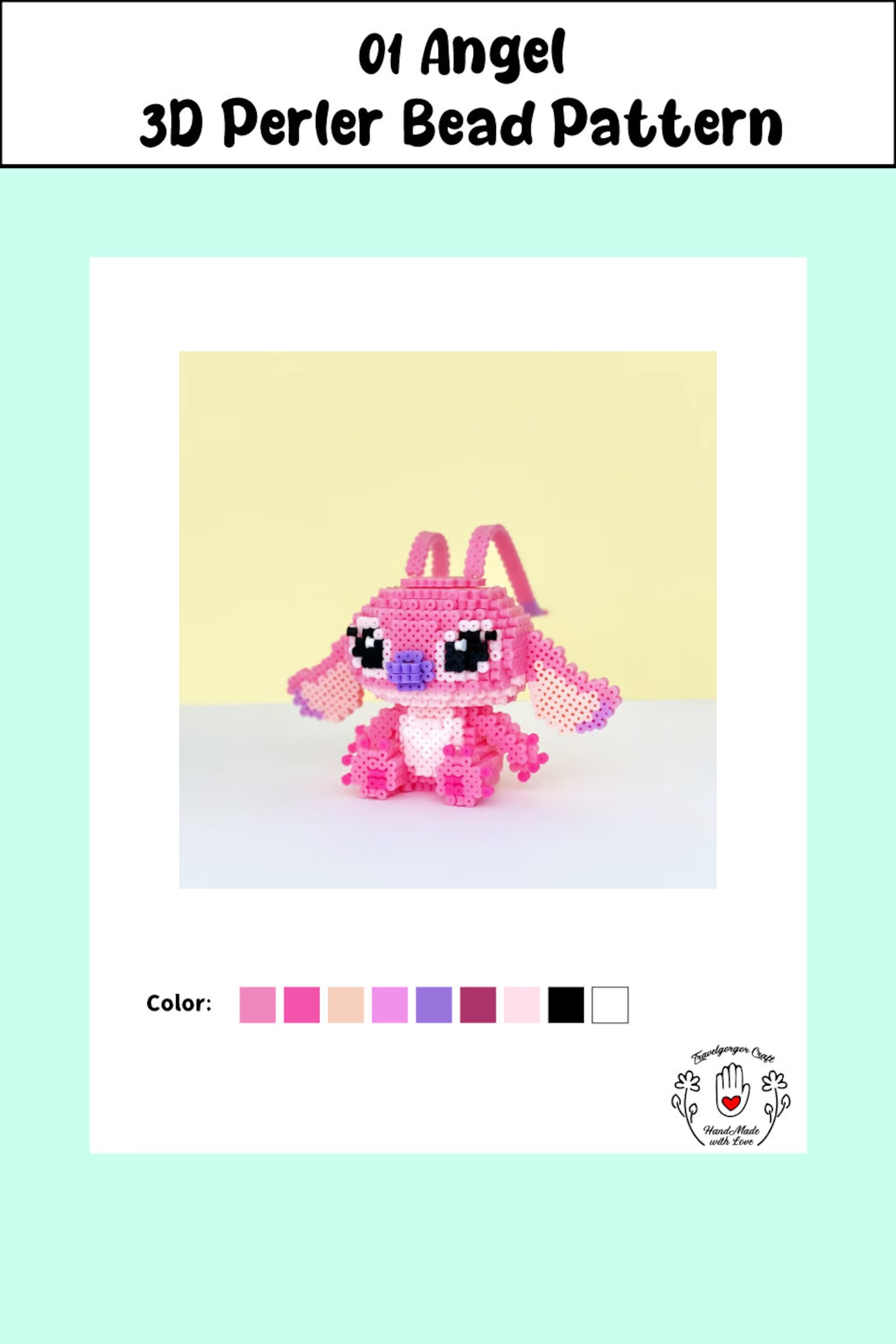 Set of 2 Stitch and Angel 3D Perler Bead Pattern Digital - Etsy