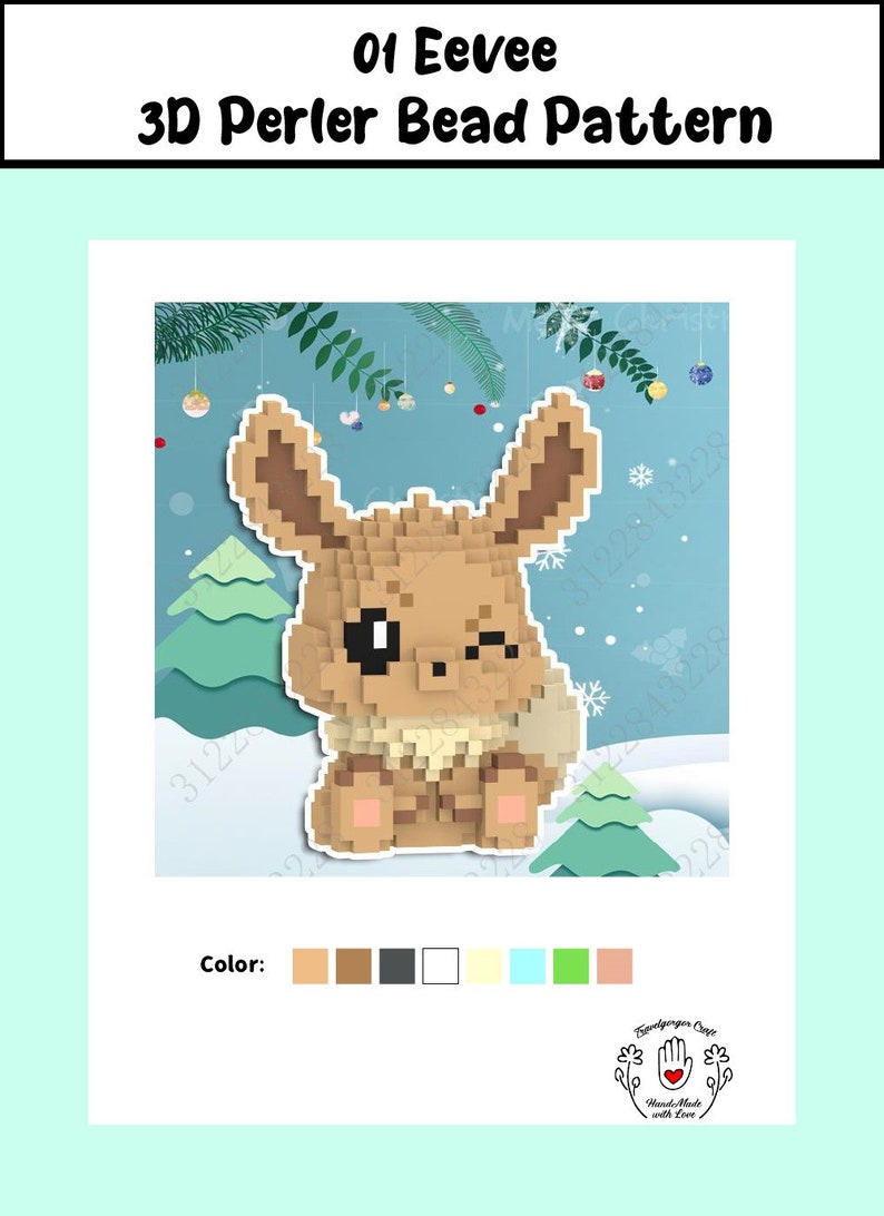 Pokemon Eevee 3D Perler Bead Pattern Digital - Etsy