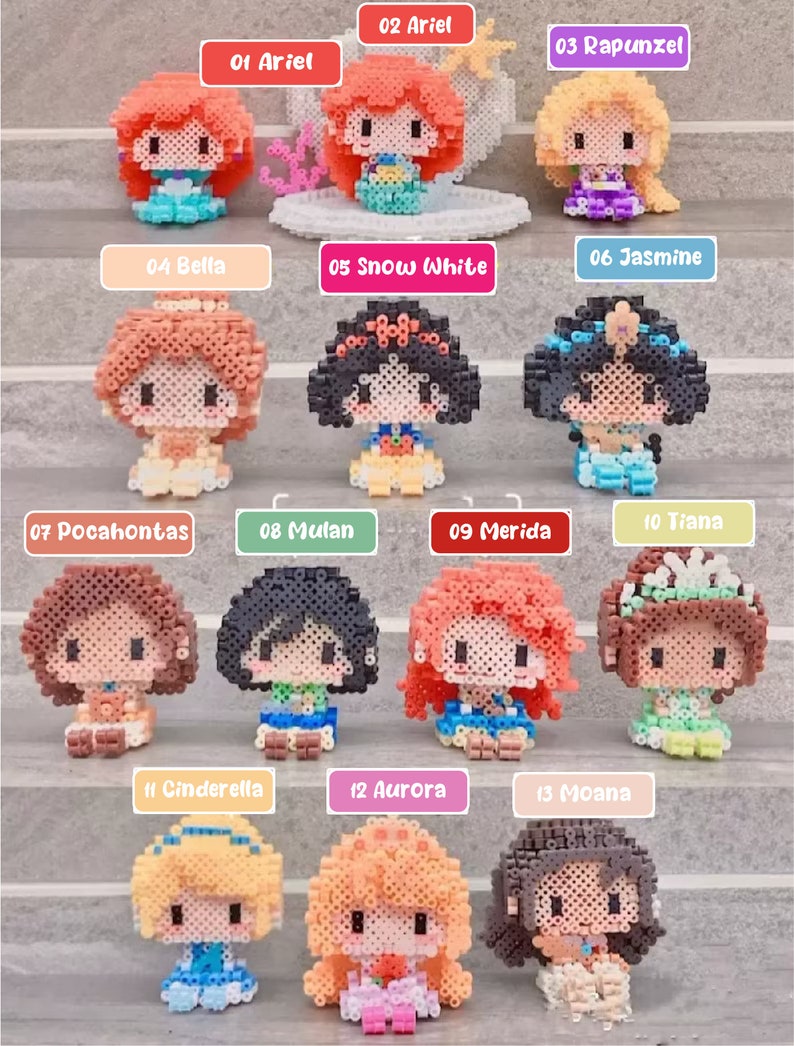 Cute Mini Princess 3D Perler Bead Pattern Digital Download EASY - Etsy