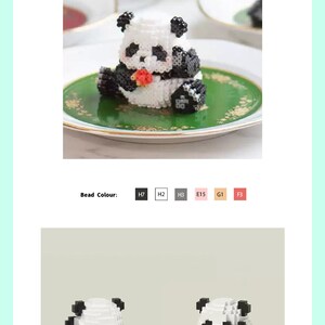 Set of 3 Panda 3D Perler Bead Pattern Digital Instant Download English ...