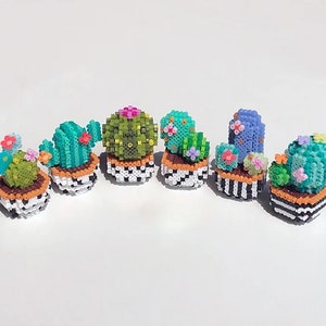 Mini Cactus Plants 3D Perler Bead Pattern Set of 6 Digital Download ...