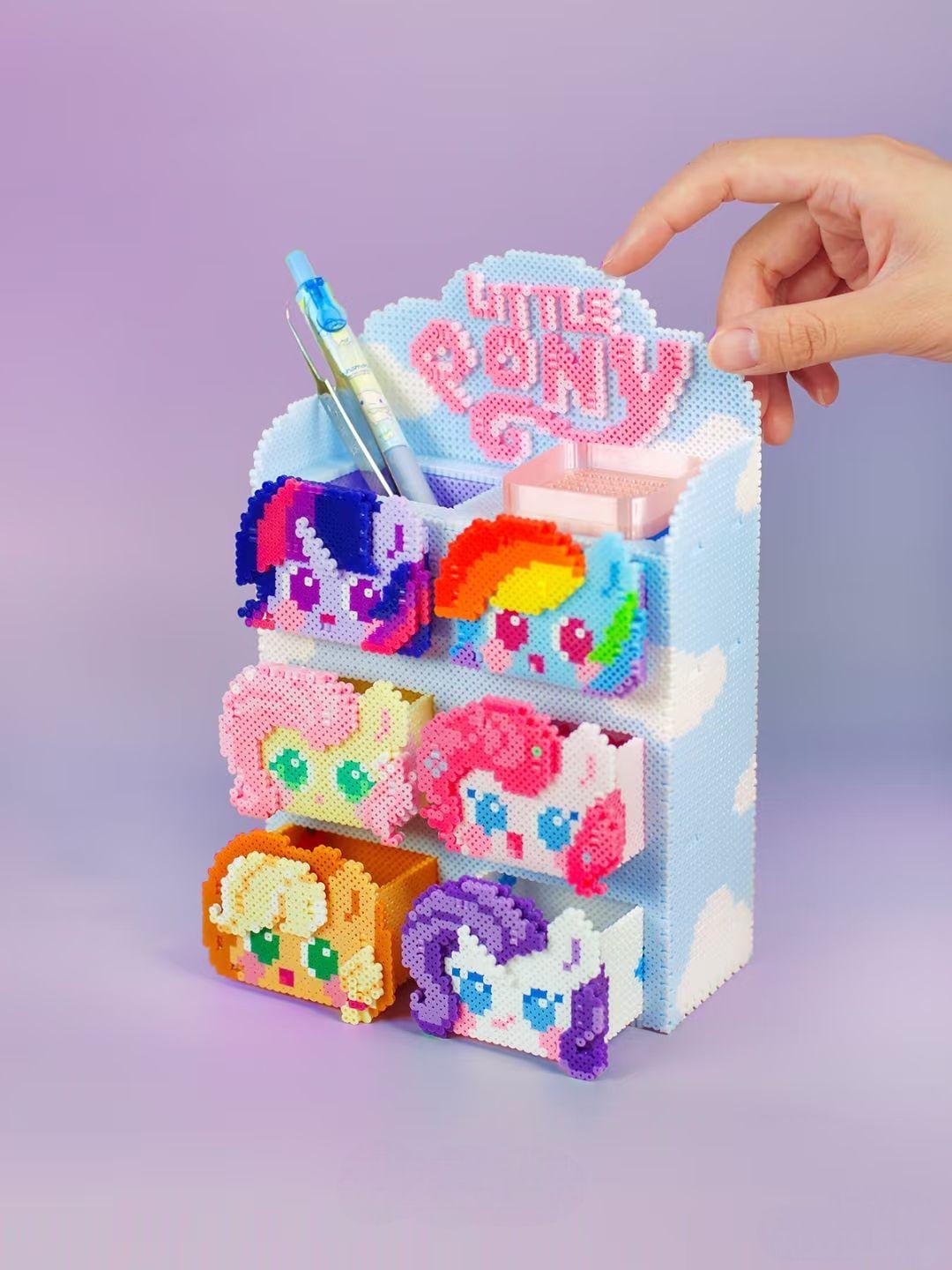 My Little Pony Themed Mini Desktop Organizer Drawer 3D Perler Bead ...