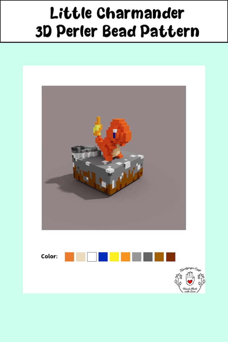 Little Pokemon Charmander 3D Perler Bead Pattern Digital - Etsy