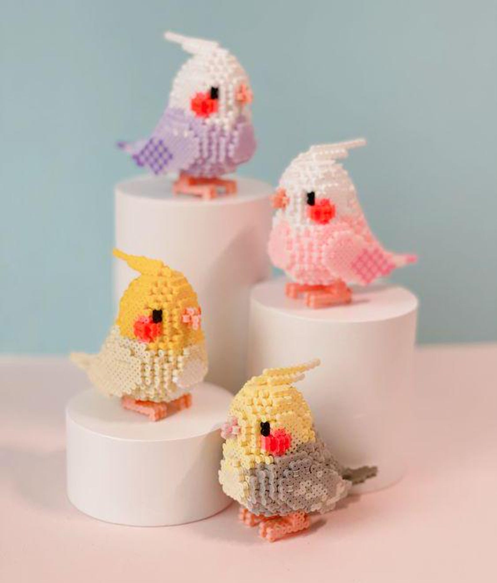 Birds Cockatiel 3D Perler Bead Pattern English Guidances Tutorials ...