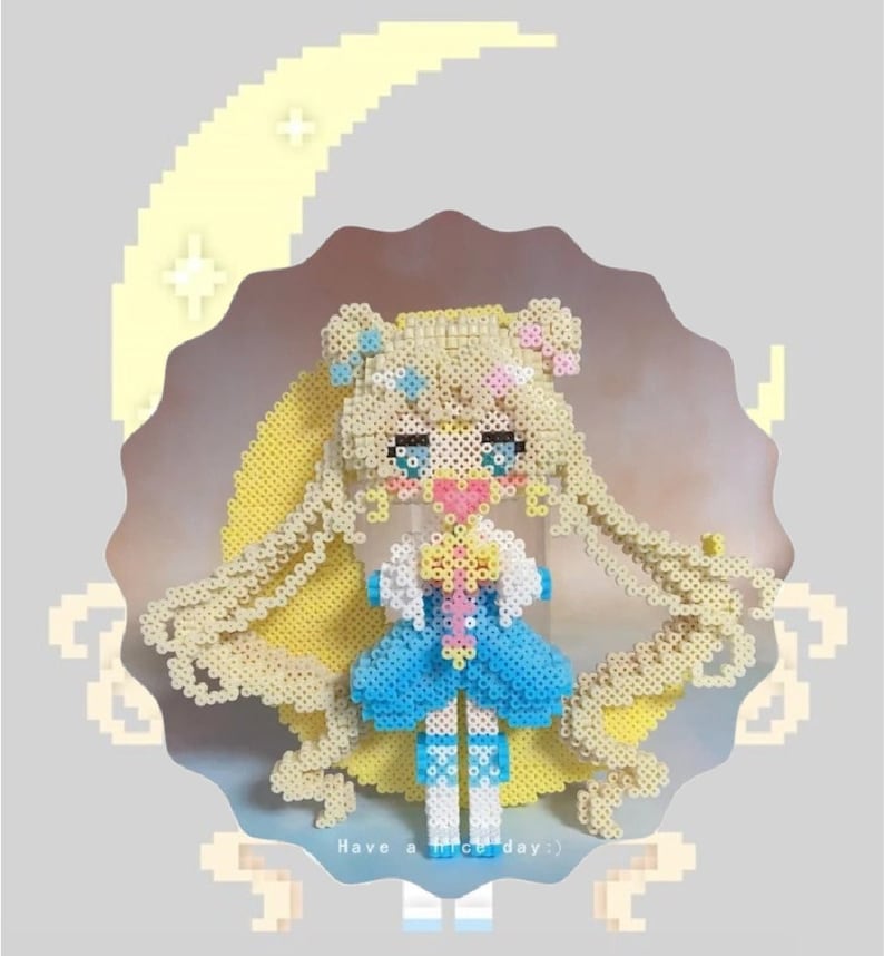 Pretty Magical Guardian Girl Moon 3D Perler Bead Pattern - Etsy