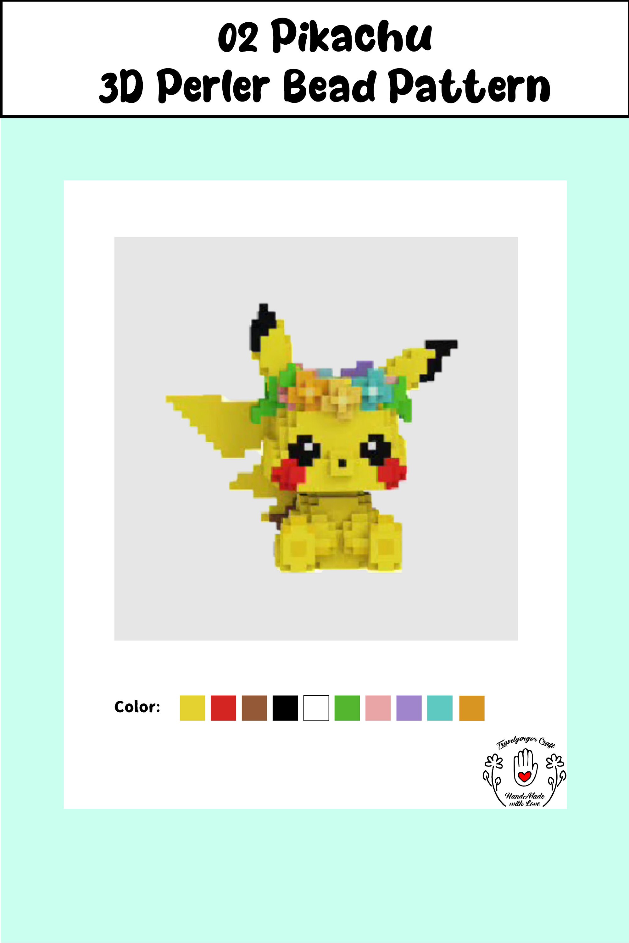 Pikachu 3D Perler Bead Pattern Digital Download - Etsy