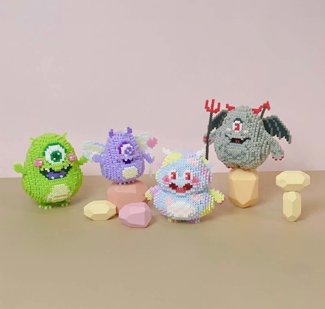 Cute Monster 3D Perler Bead Pattern English Guidances Digital - Etsy