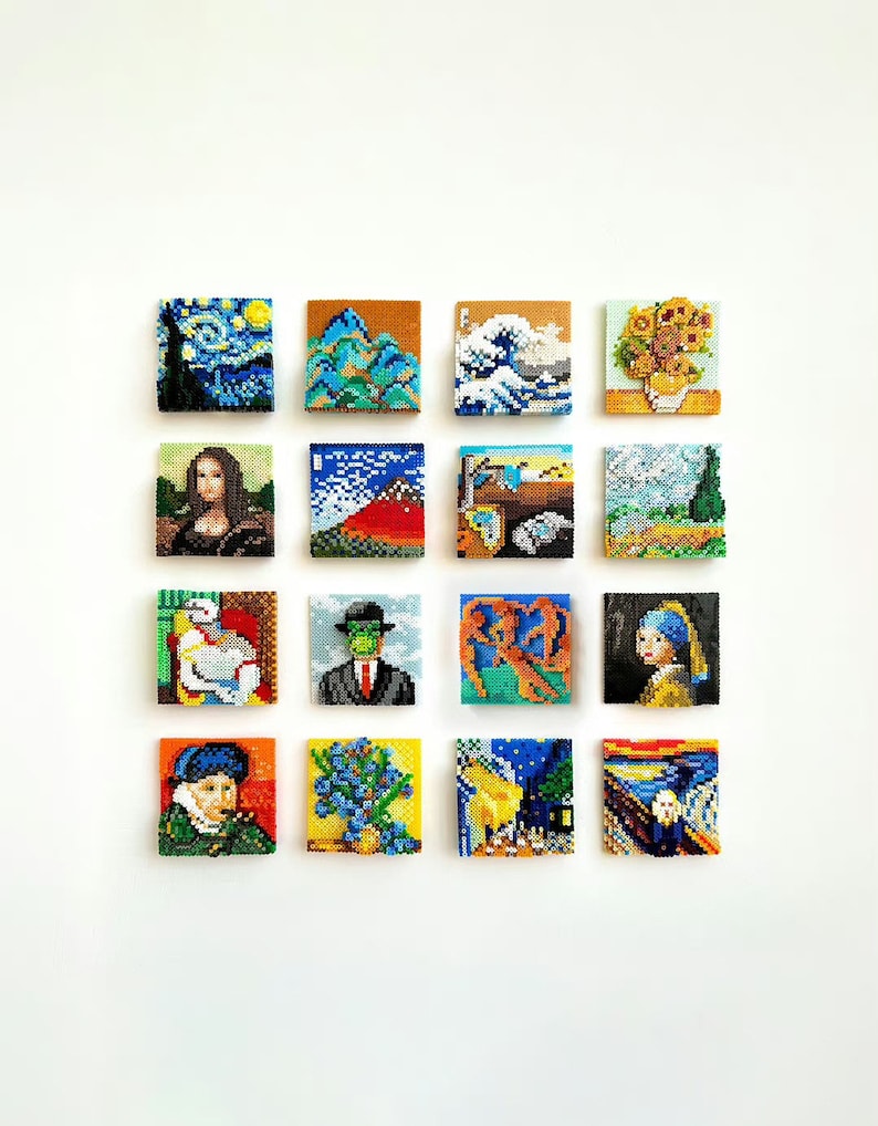 3D Perler Bead Pattern Famous Paintings Series Total 9 Patterns Digital ...