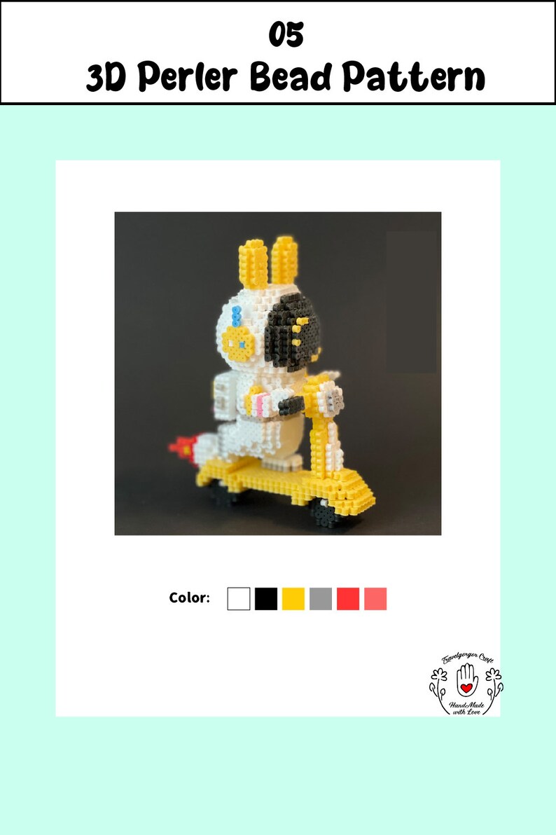 Bunny Astronaut Series 3D Perler Bead Pattern Digital Download - Etsy UK