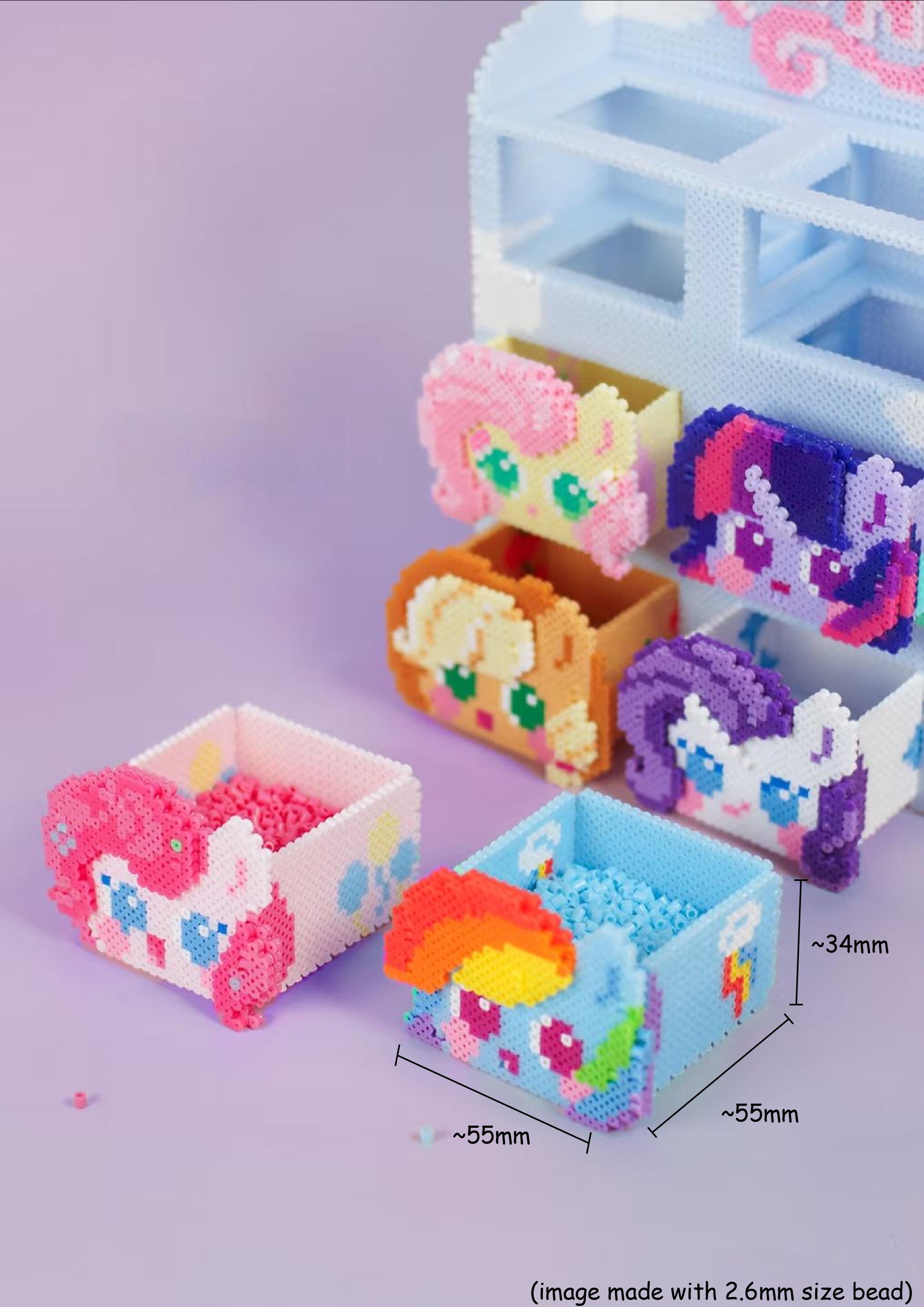 My Little Pony Themed Mini Desktop Organizer Drawer 3D Perler Bead ...