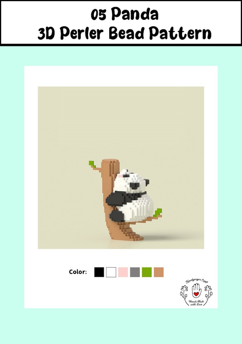 Cute Panda 3D Perler Bead Pattern English Guidances Tutorial - Etsy