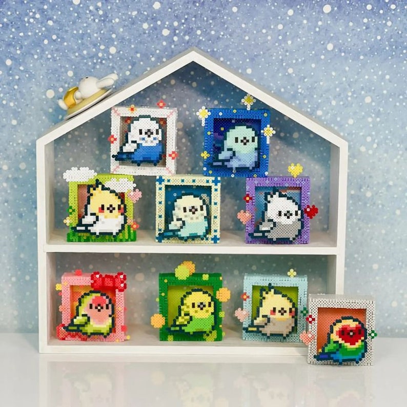 9 Parrot Boxes 3D Perler Bead Pattern Digital Instant Download - Etsy
