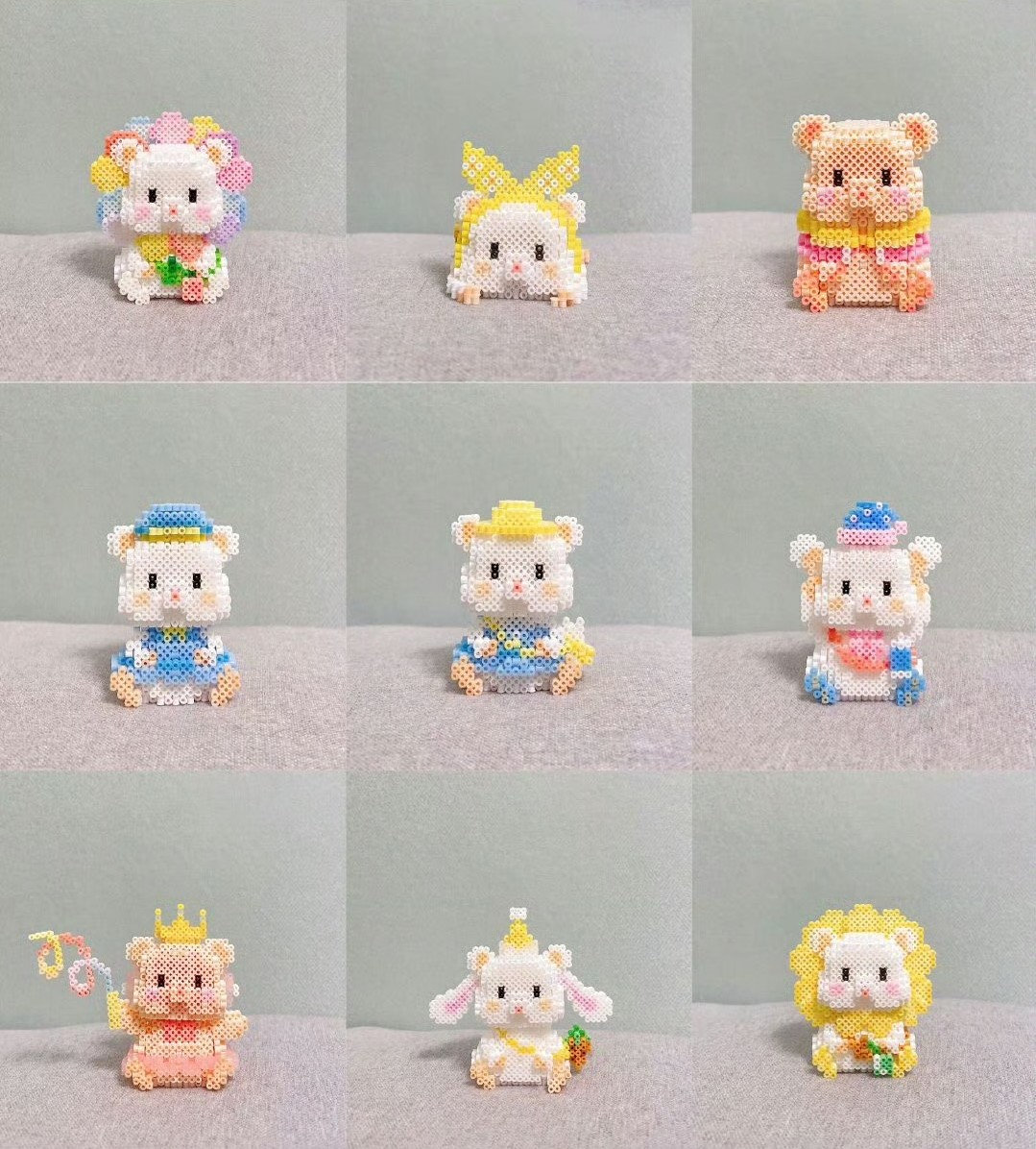 9 Cute Hamsters Little Mouse 3D Perler Bead Digital Pattern With ...