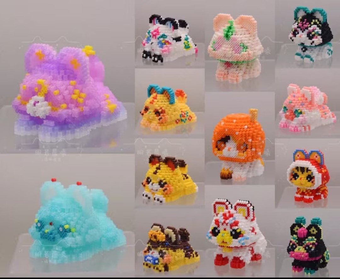 Cute Tiger 3D Perler Bead Patterns Digital Download English Guidances ...