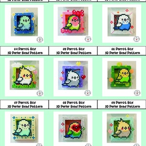 9 Parrot Boxes 3D Perler Bead Pattern Digital Instant Download EASY - Etsy