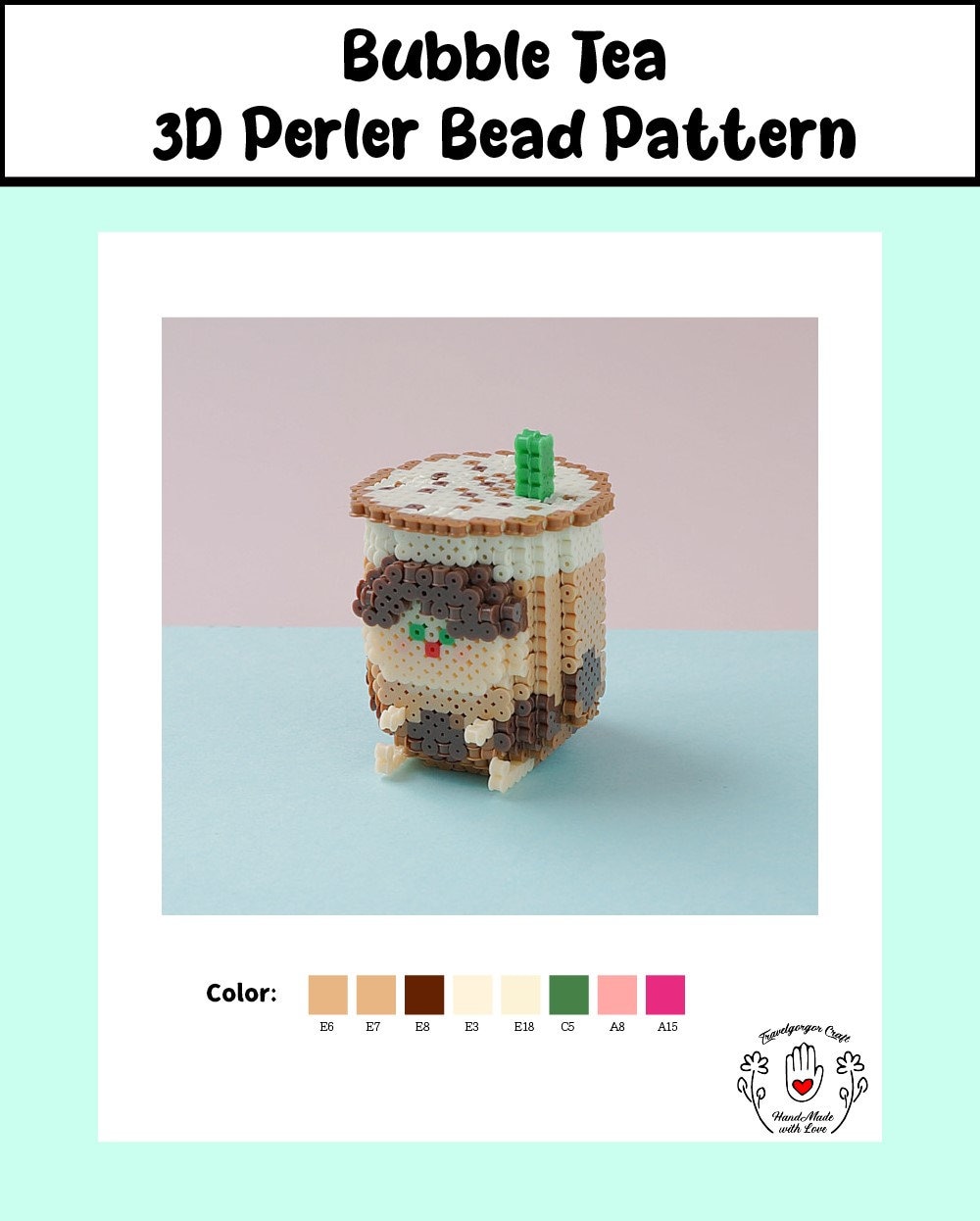 Summer Drinks Series Bubble Tea ALL 3D Perler Bead Patterns - Etsy
