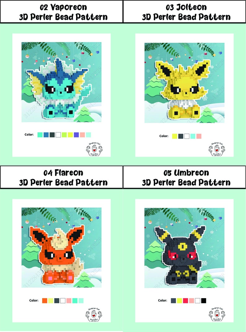 Pokemon Eevee 3D Perler Bead Pattern Digital - Etsy