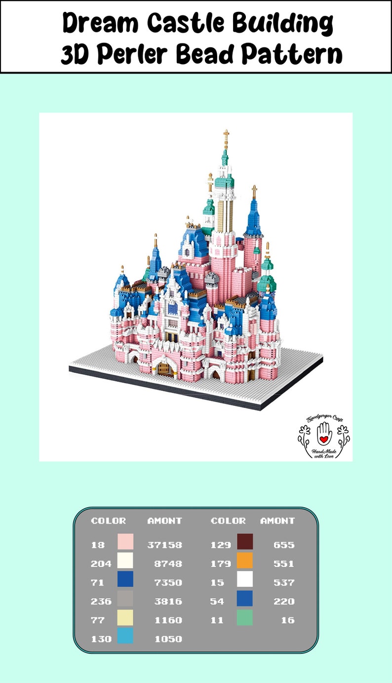 Dream Castle Building 3D Perler Bead Pattern Digital Instant - Etsy